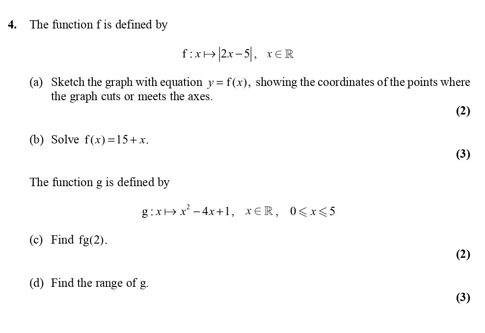 A-Level Edexcel Maths Pure Solving Equations: The function f is defined by